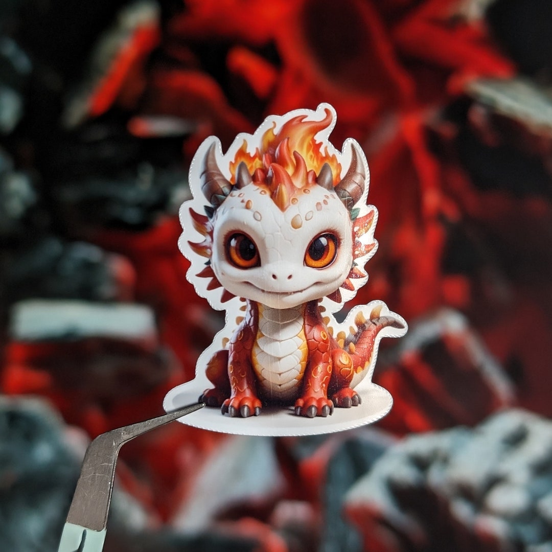 Smol Dragon Fire Chibi Dragonling Sticker - Etsy