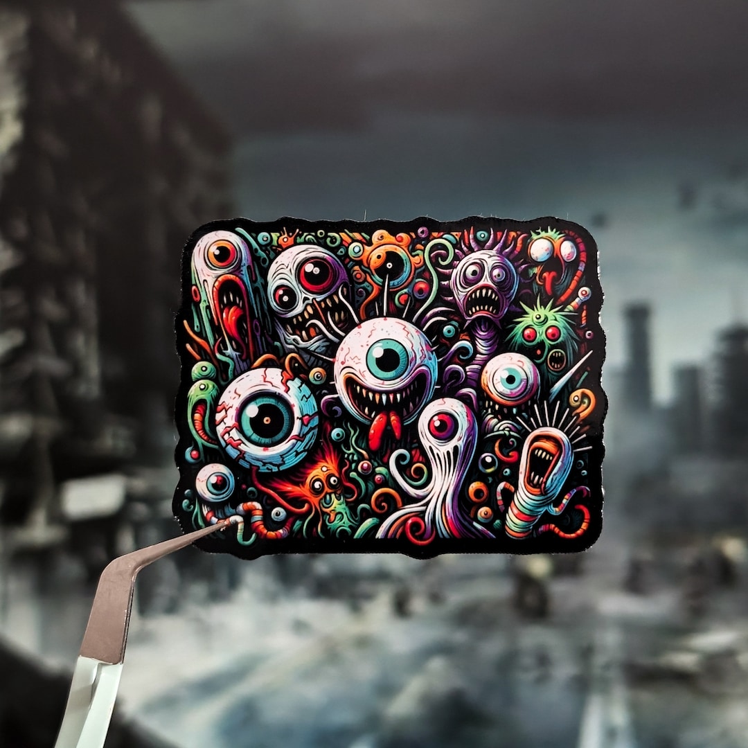 Kooky One-eyed Monsters Sticker Collage Decal With Eclectic Creature ... Kooky One-eyed Monsters Sticker Collage Decal With Eclectic Creature ...