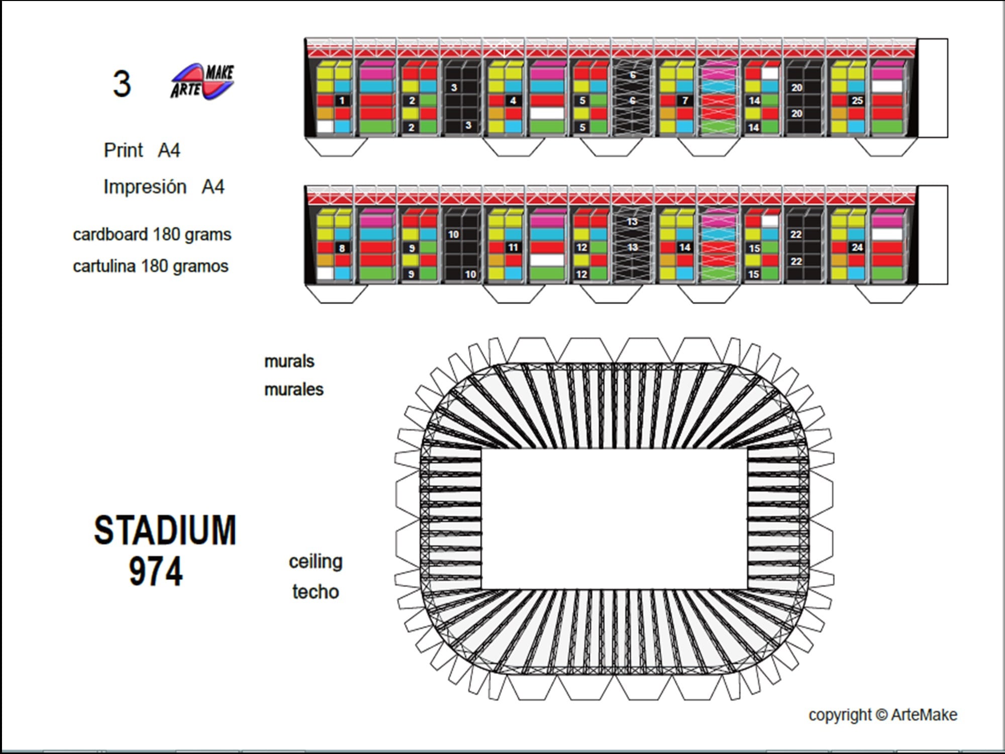 STADIUM Miniatuur Papercraft TEMPLATES downloadbaar - Etsy Nederland