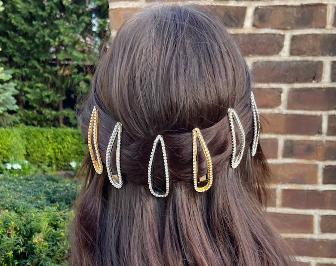 Open Rhinestone Snap Clip / Hair Barrette Rhinestone / Rhinestone Snap ...