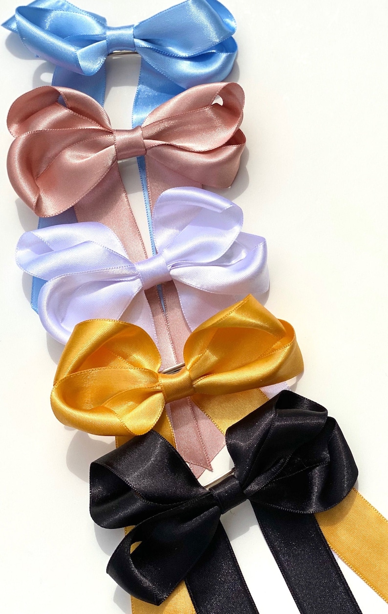 Satin Tie Hair Bows / Satin Hair Bow Barrette/ French Hair Barrette ...