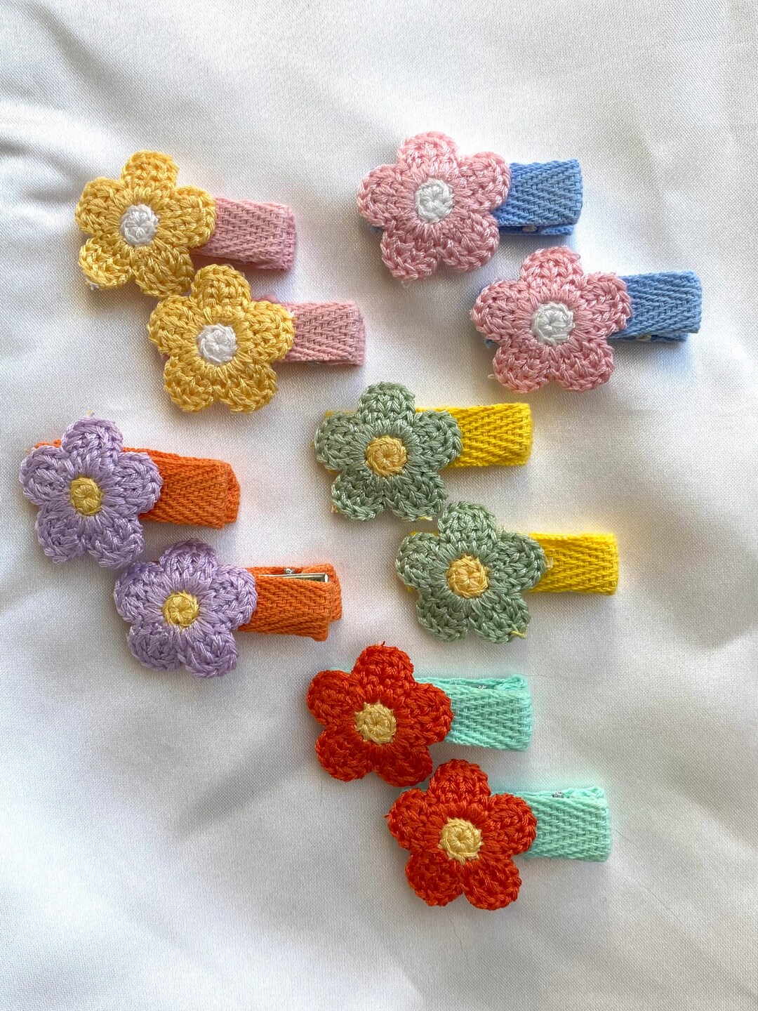 Daisy Crochet Hair Clips | Hand Knitted Hair Clips | Cute Crochet Hair ...