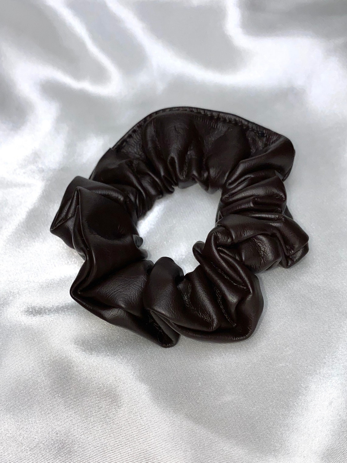 Neutral Faux Leather Scrunchies Dark Neutral Color | Etsy