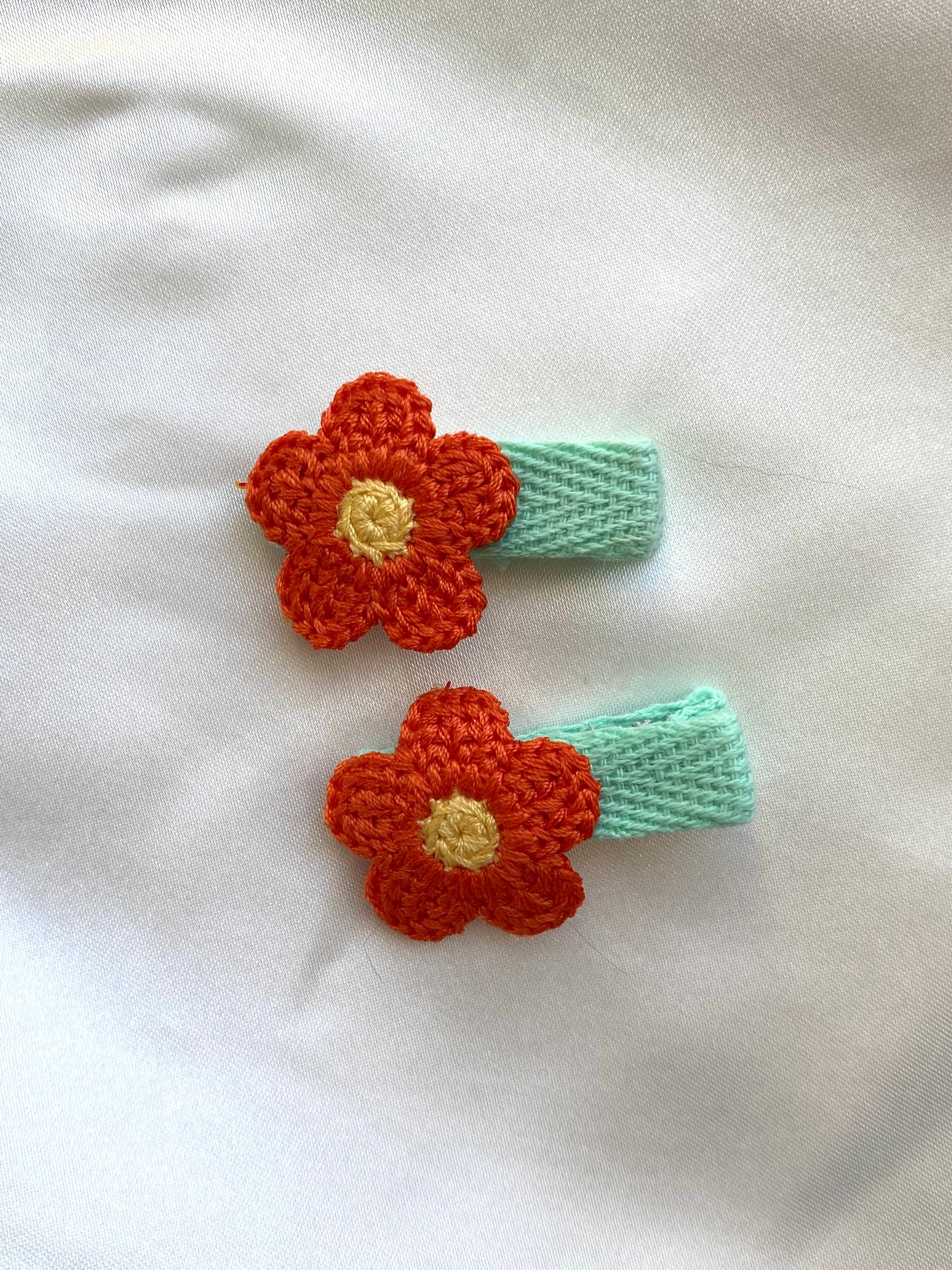 Daisy Crochet Hair Clips Hand Knitted Hair Clips Cute - Etsy