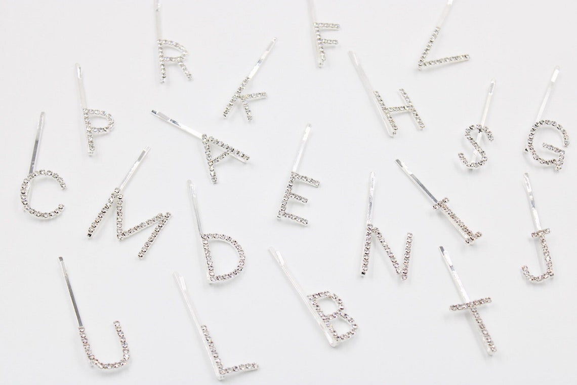 Rhinestone Letter Hair Pins Initial Hair Pins Initial Hair | Etsy