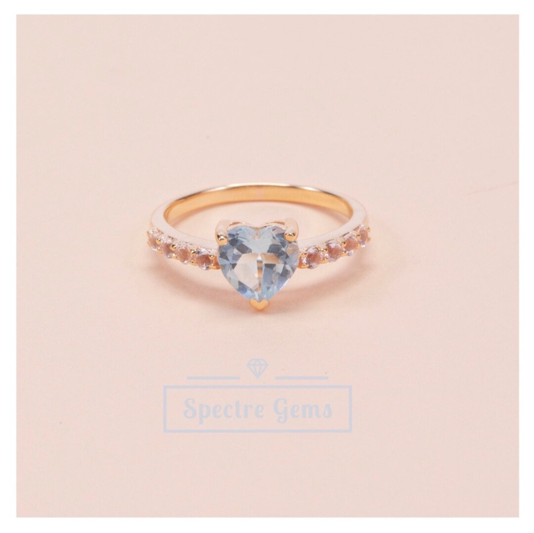 Blue Topaz Ring - Heart Shaped Ring - December Ring - December ...