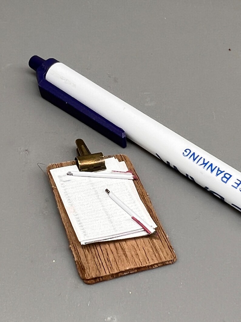 1:12 Scale Miniature Clipboard With Pens | Dollhouse Accessory - Etsy