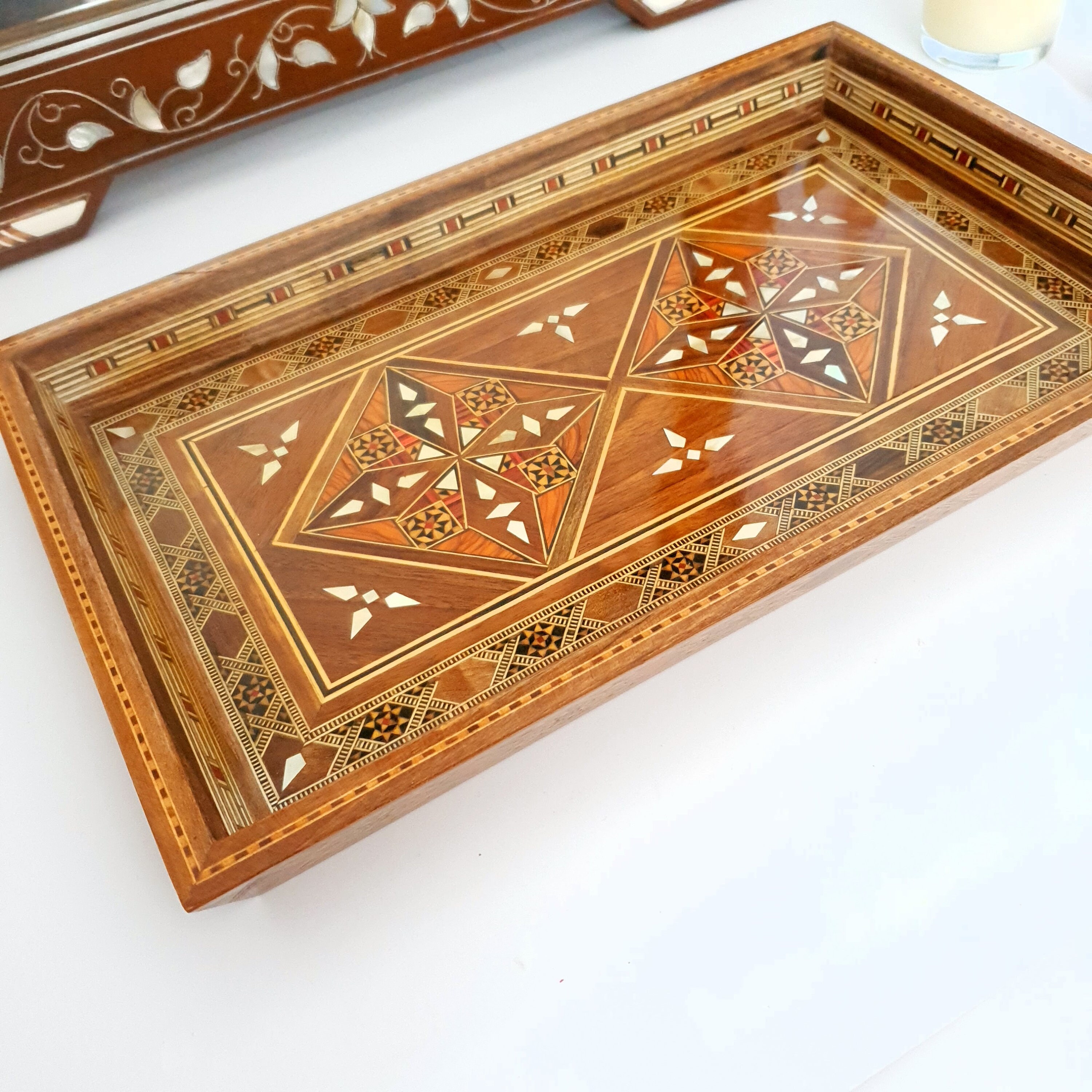 Wood Tray Decorative Tray Desk Organizer Serving Tray for | Etsy