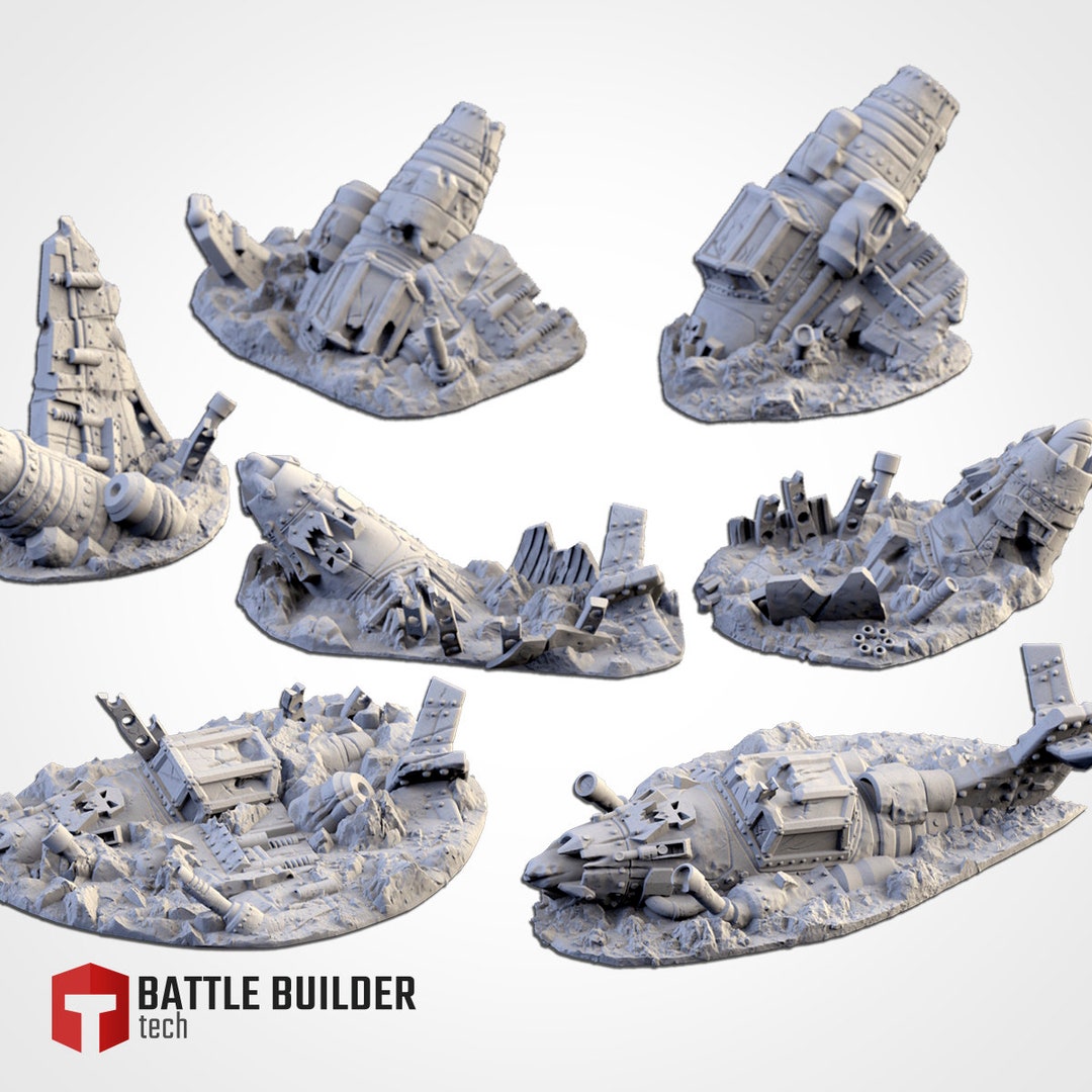 Crashed Orc Plane Terrain for RPG and Tabletop Games, 3D printed in ...