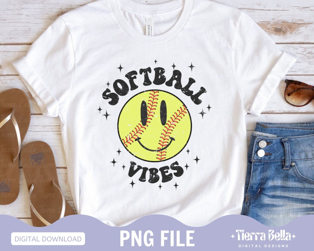 Softball Vibes PNG Softball Retro PNG Distressed Softball Instant ...