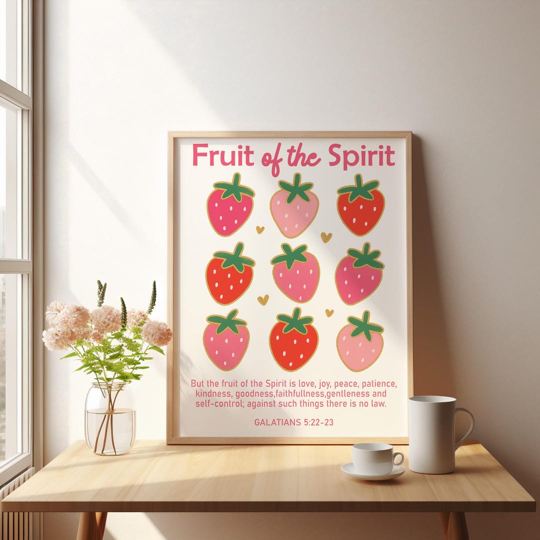 Fruit of the Spirit Christian Nursery Art Kitchen Decor Prints Bible ...