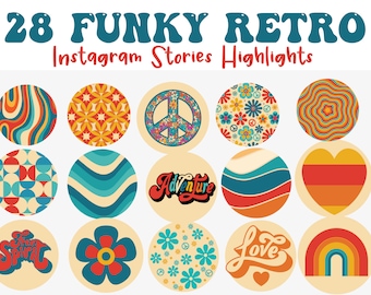 40 Retro Instagram Highlight Cover Icons, Groovy Highlight Covers ...
