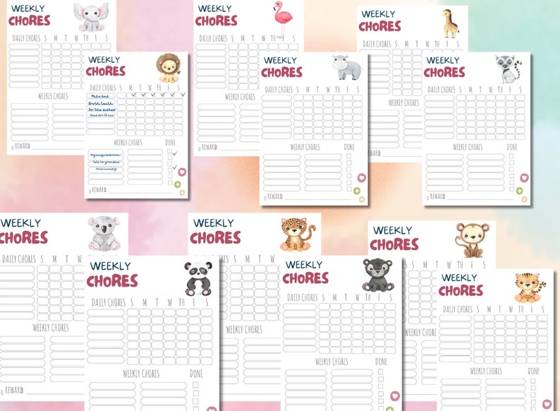 Chore Chart for Kids Printable Editable Daily & Weekly Chore Checklist ...