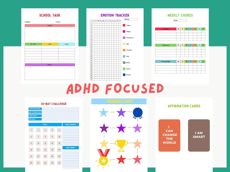 Printable ADHD Planner for Kids, ADHD Planner Student, School Checklist ...