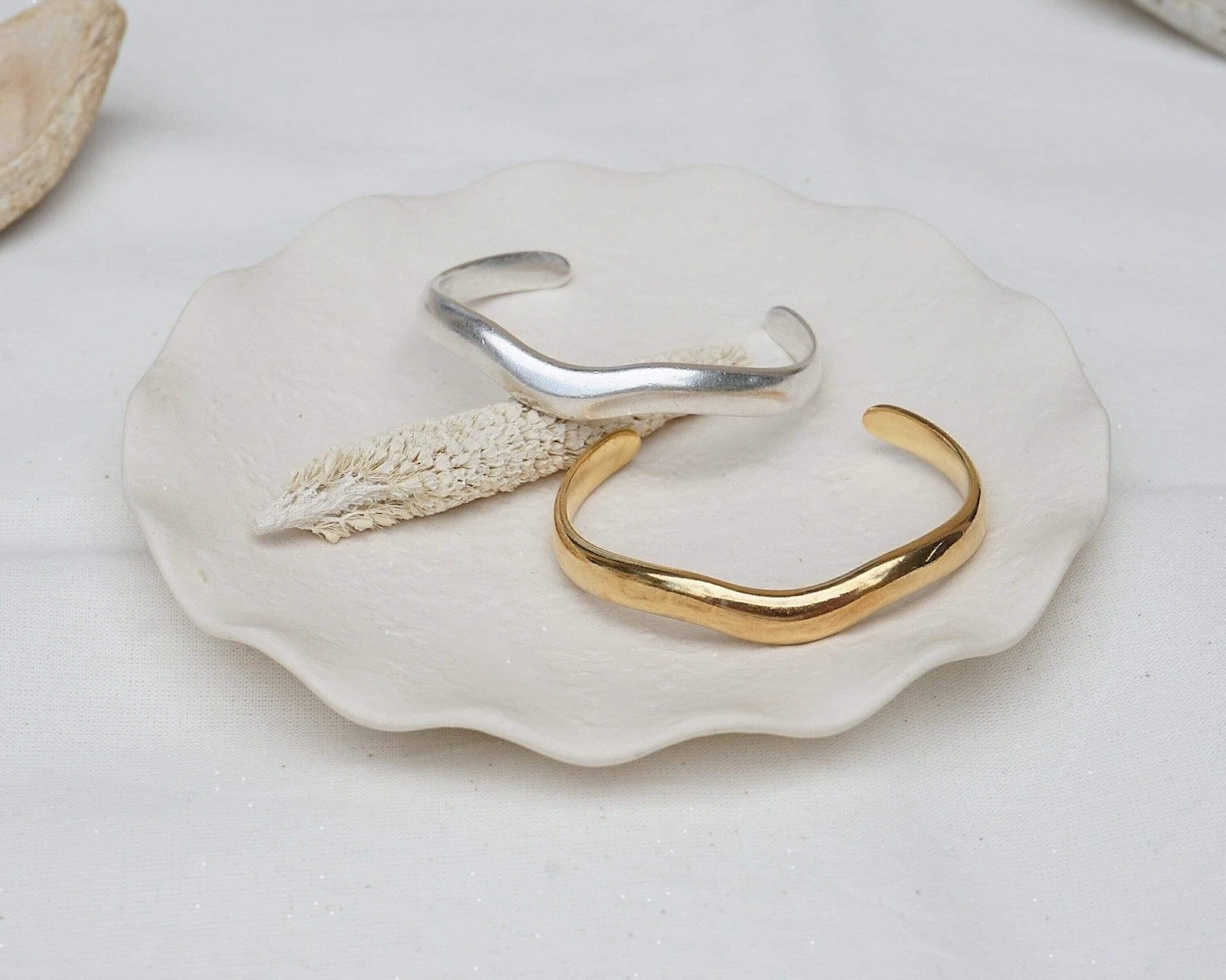 Silver Bold Irregular Shape Cuff, Thick Silver Plated Bracelet ...