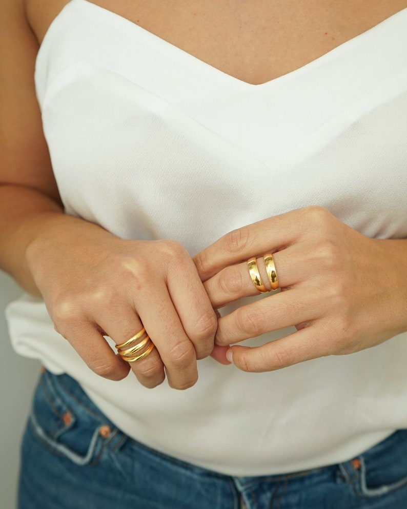 24K Gold Plated Long Parallel 2 or 3 LINES Ring Dainty Boho - Etsy