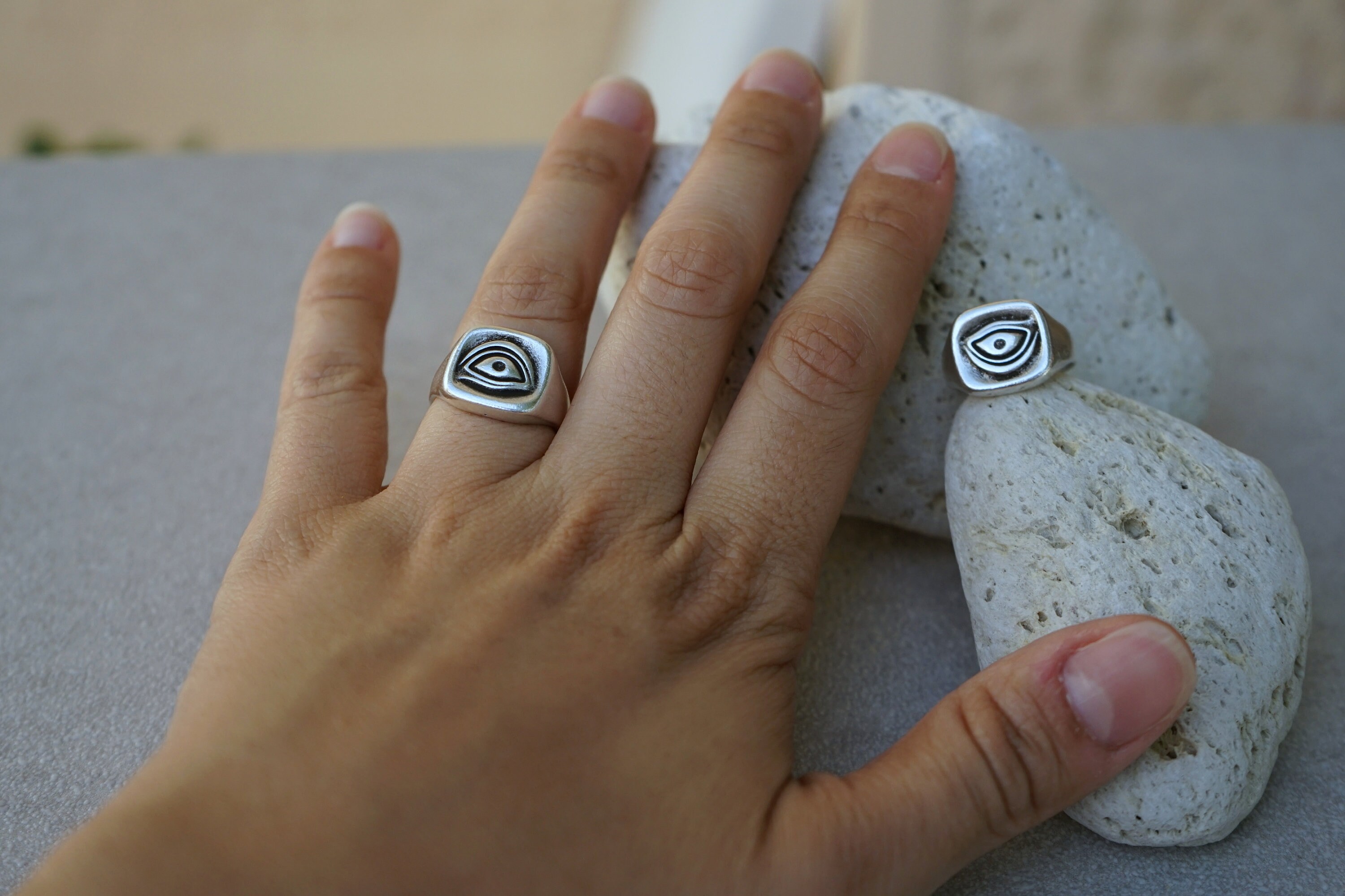 Silver EVIL EYE Knuckle Midi Pinky Ring Adjustable Ring Gift - Etsy Canada