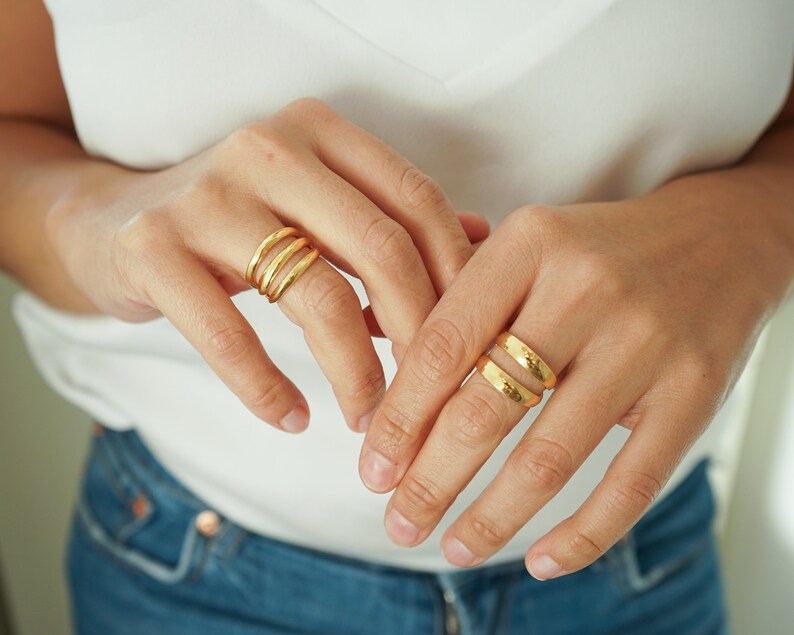 24K Gold Plated Long Parallel 2 or 3 LINES Ring Dainty Boho - Etsy