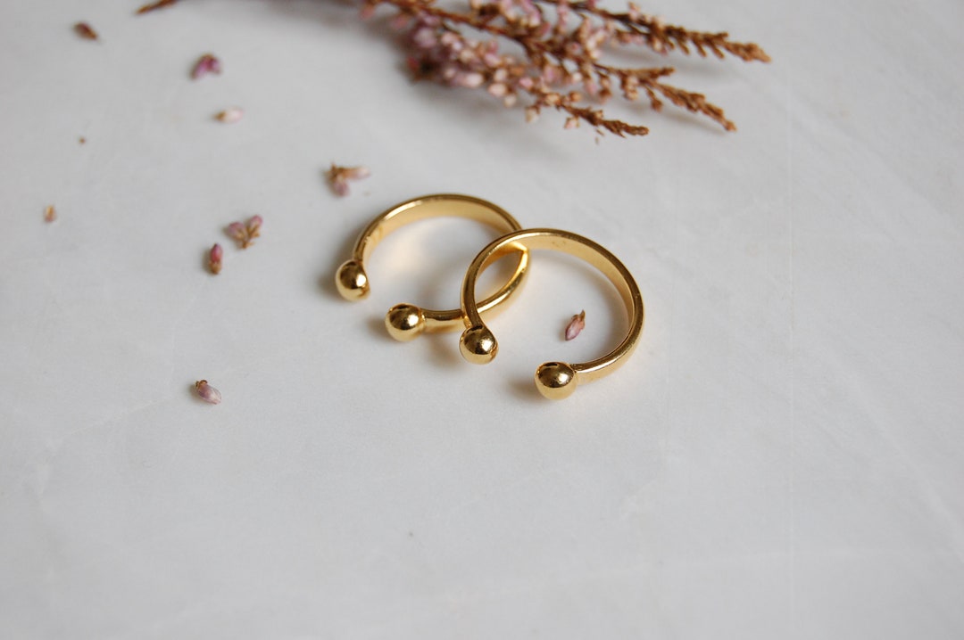 Two Balls Open Adjustable Gold Ring Double Ball Ring Simple - Etsy