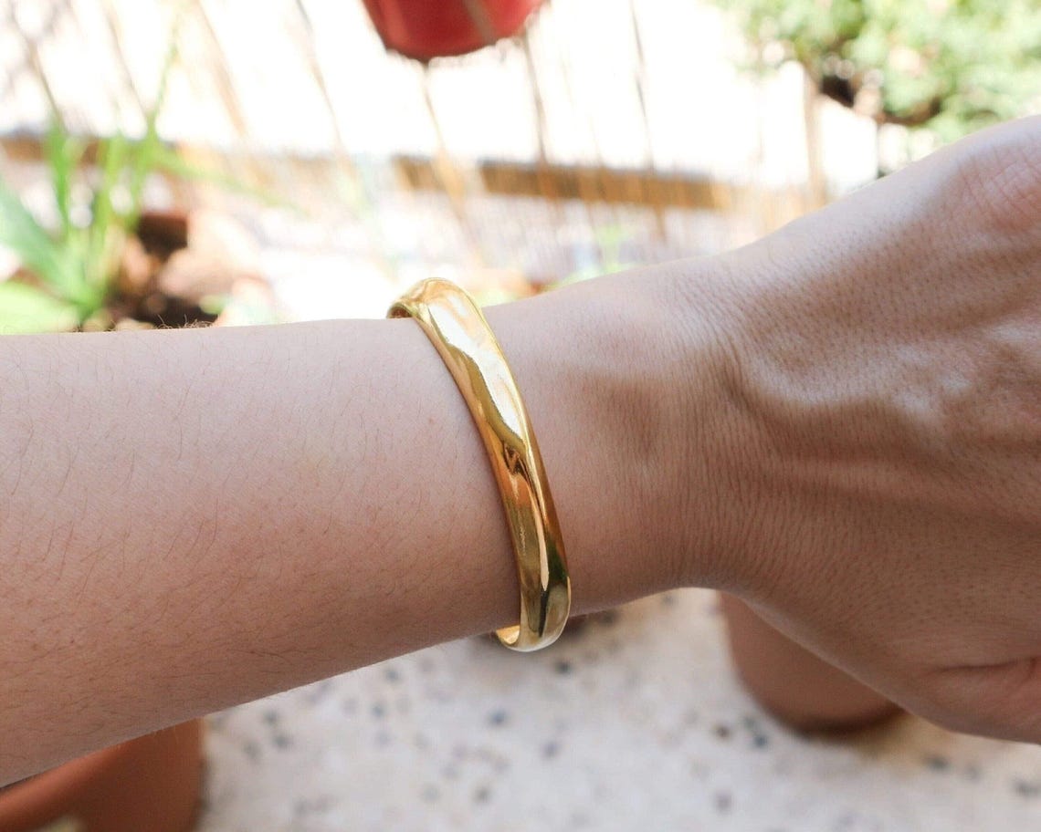 Gold Thick Hammered Cuff, Stacking Wristband Bracelet Stack, Stacking ...