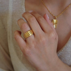 Dainty Gold Braided Soft Dome Ring, Chunky Croissant Ring, Twisted ...