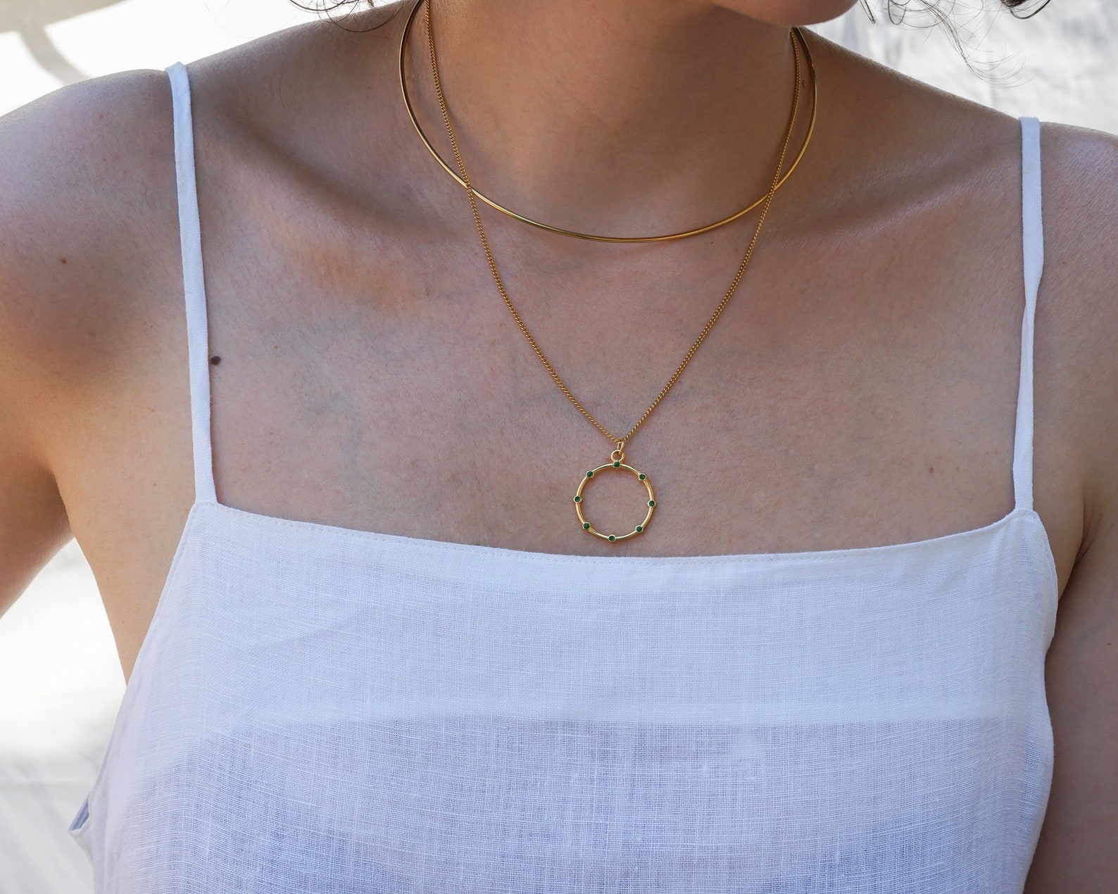 Gold Round Pendant Wt GREEN Enamel 24K Gold Plated Charm - Etsy