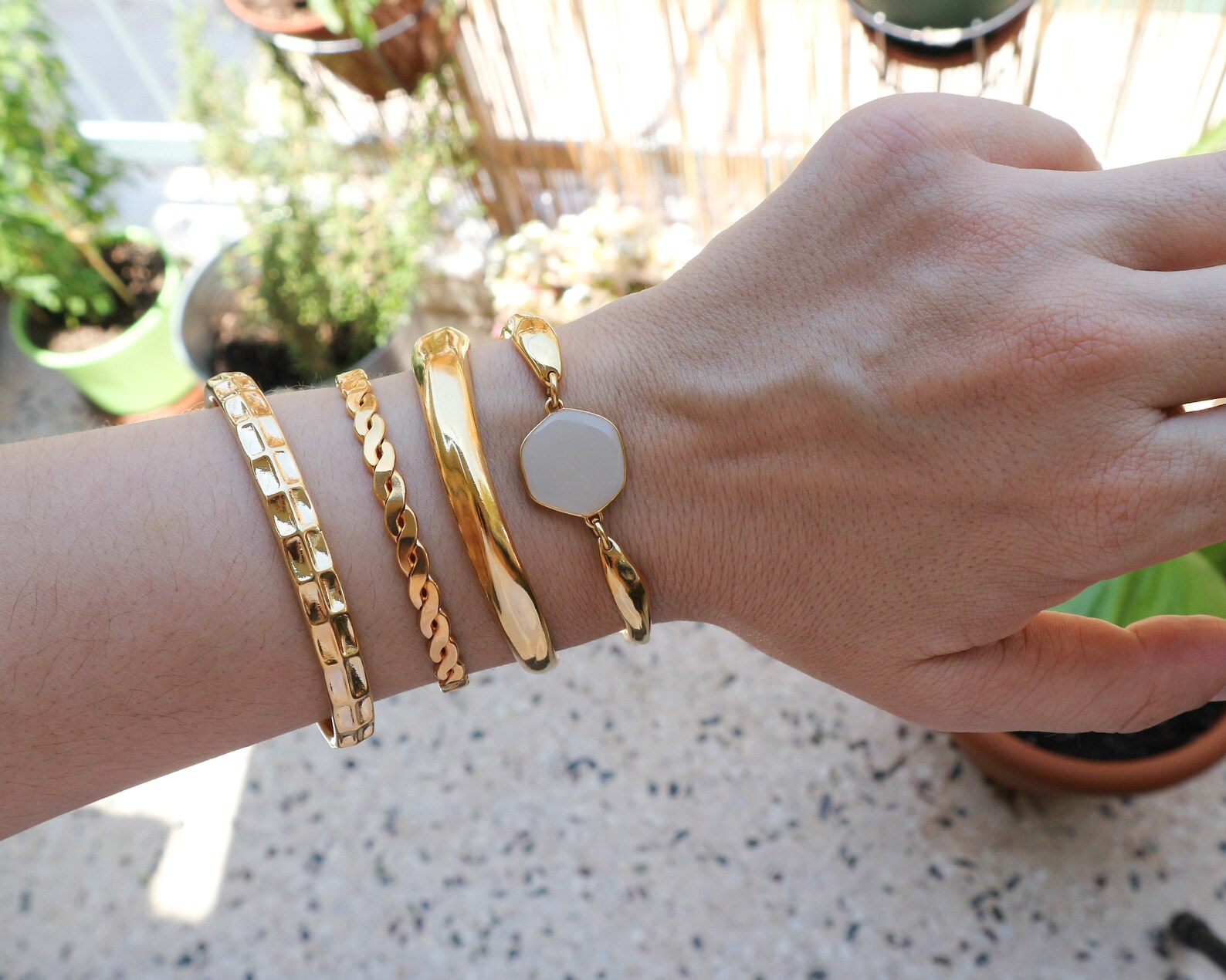 Gold Thick HAMMERED Cuff Stacking Wristband Bracelet Stack - Etsy