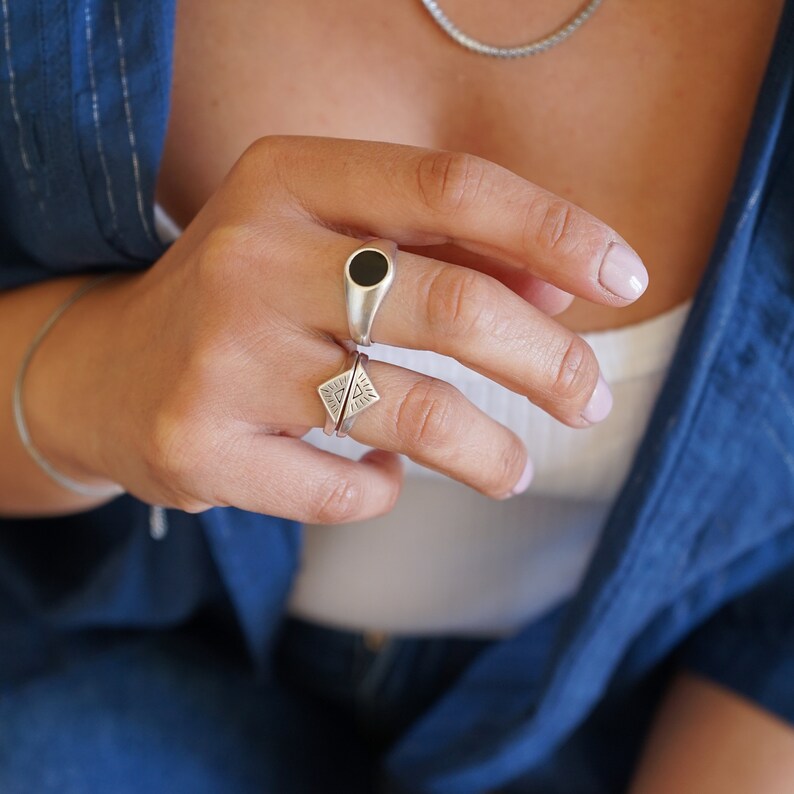 Antique Silver RISING SUN Ring Oval/triangle Sun Ethnic - Etsy