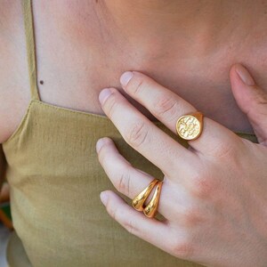 Gold Snake Stamp Signet Ring, Boho Simple Chevalier Ring, Dainty Signet ...