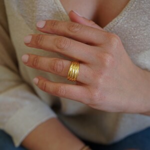 Dainty Gold Braided Soft Dome Ring, Chunky Croissant Ring, Twisted ...