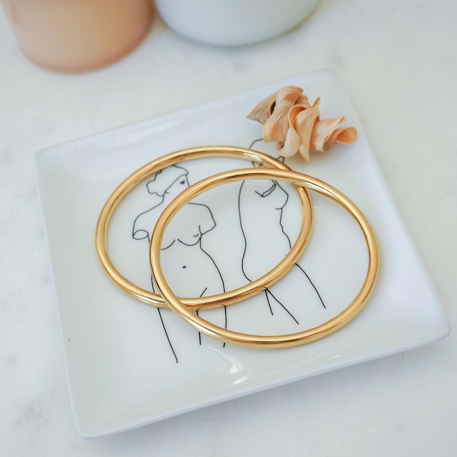 Gold Shiny Thick Round Bangle Cuff, Circle Shaped Stacking Bracelets ...