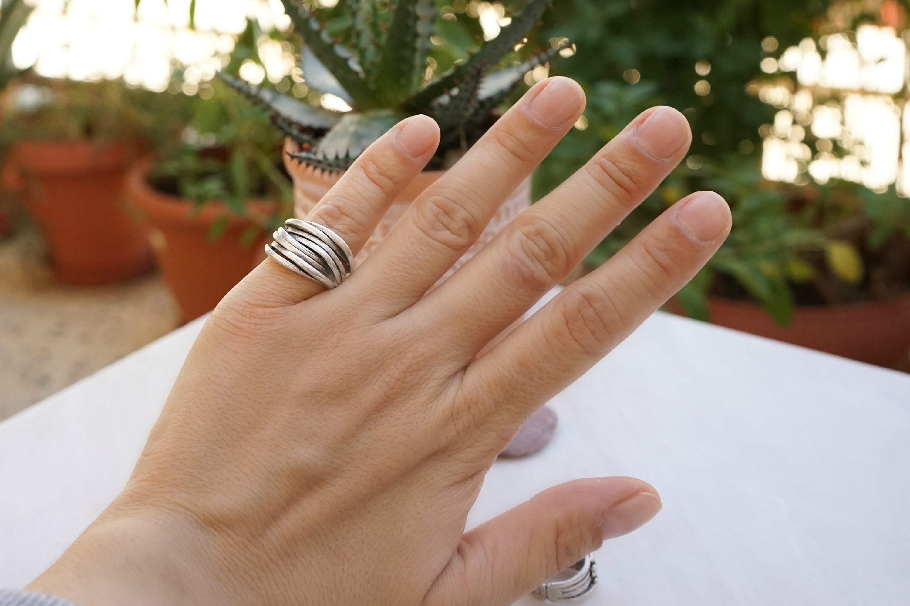 Antique Silver Twisted MULTI BAND Ring Boho Minimalist | Etsy