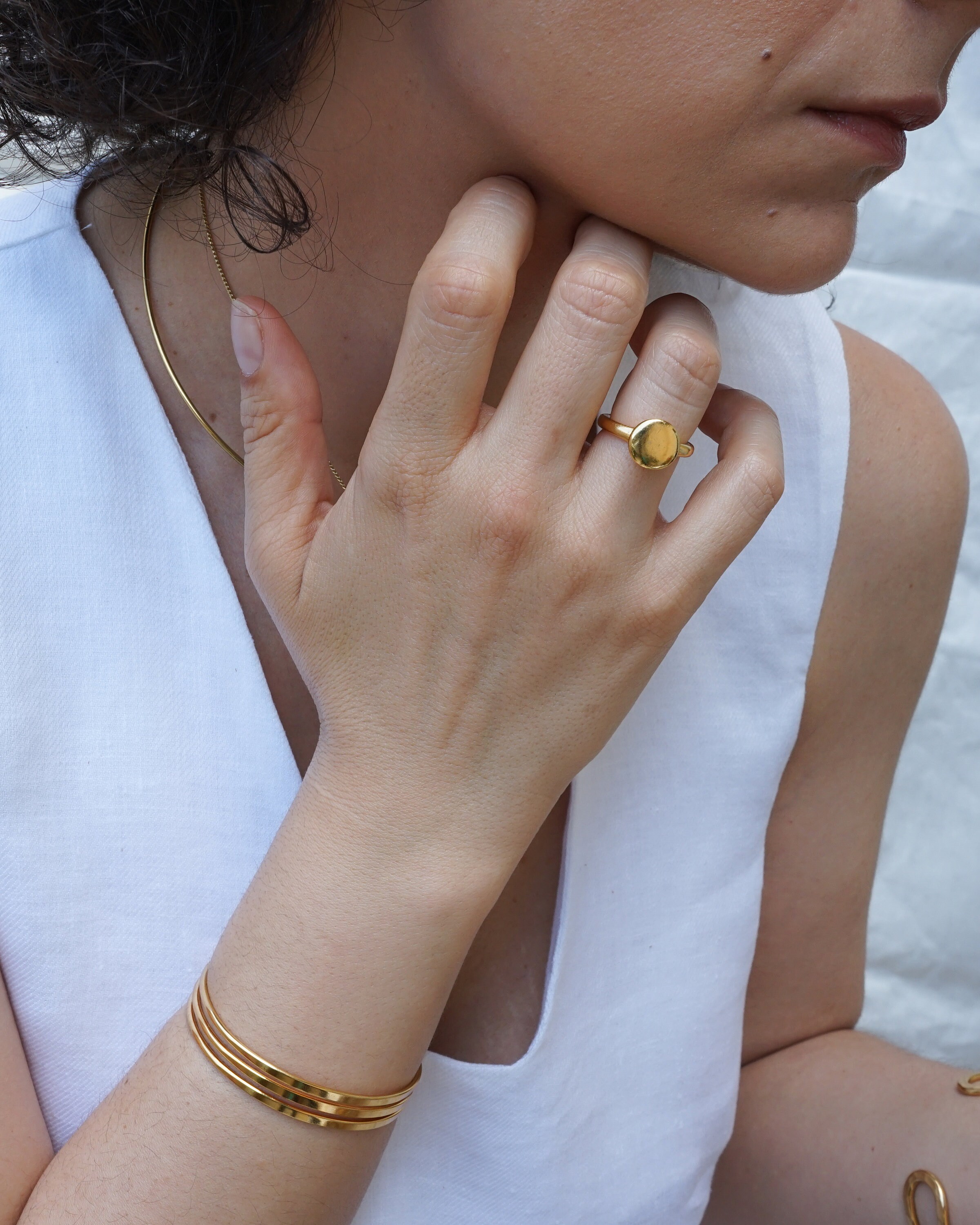 Gold DISC-BOOMERANG-OVAL African Style Signet Ring 24k gold | Etsy
