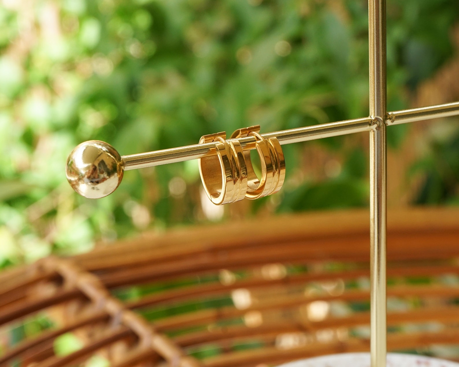 Classic Gold Thick Hoop Earrings Embossed Gold Hoops | Etsy