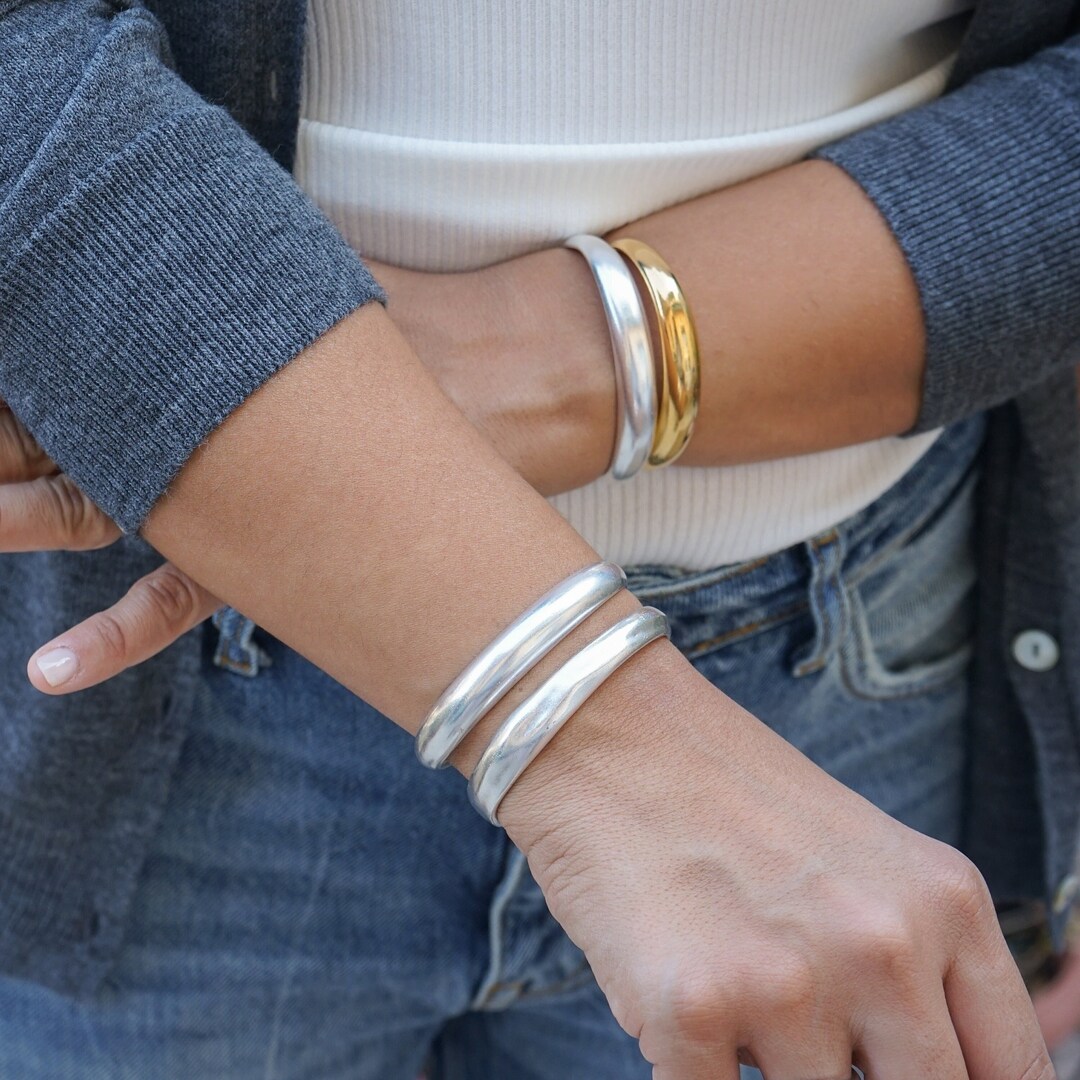 Antique Silver Bold Cuff, Thick Silver Plated Bracelet, Stacking ...