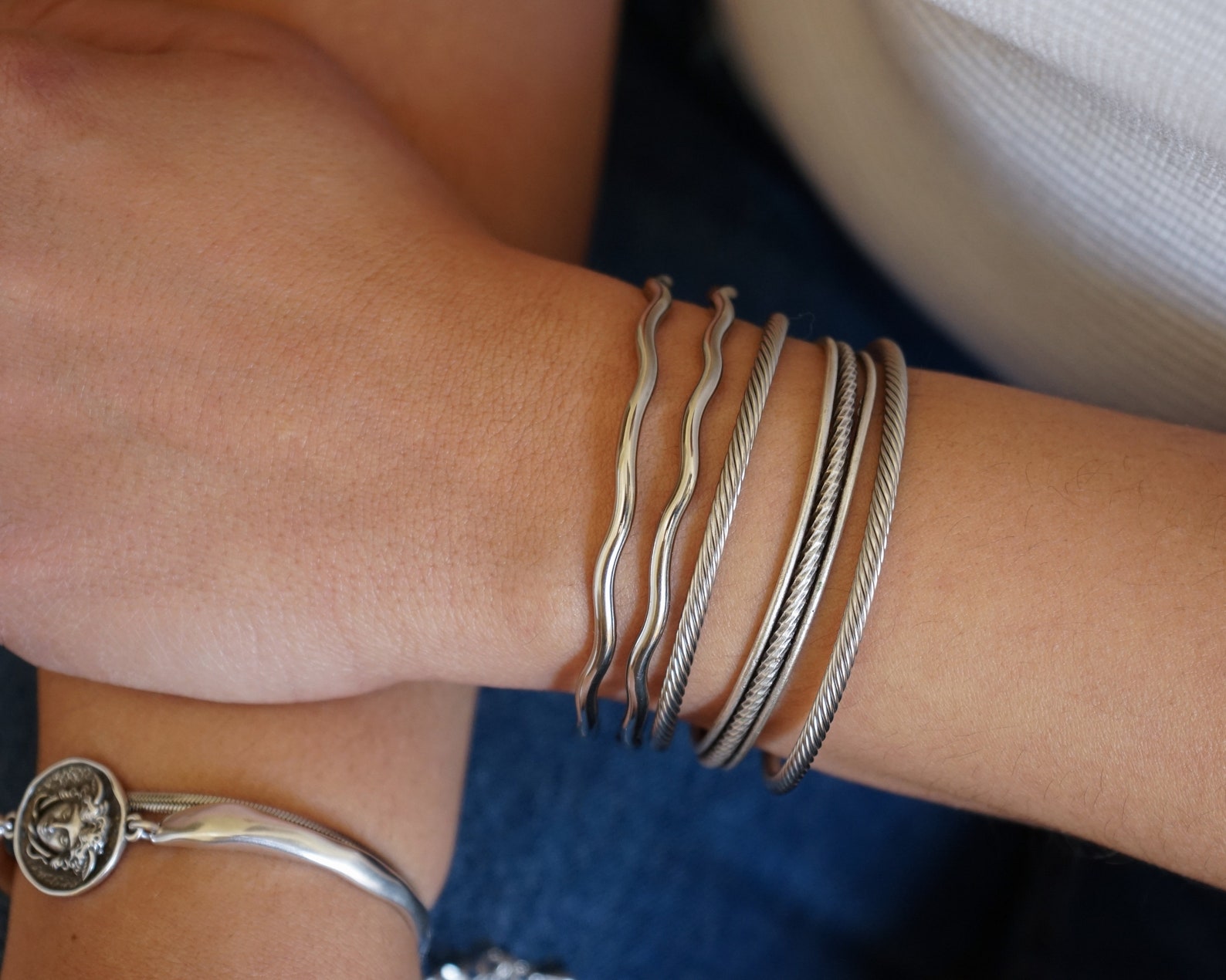 Bohemian Stainless Steel Silver BRAIDED Cuff Stacking - Etsy