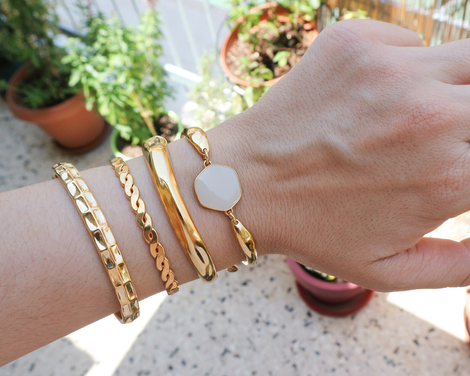 Gold Thick HAMMERED Cuff Stacking Wristband Bracelet Stack - Etsy