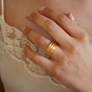 Dainty Gold Braided Soft Dome Ring, Chunky Croissant Ring, Twisted ...
