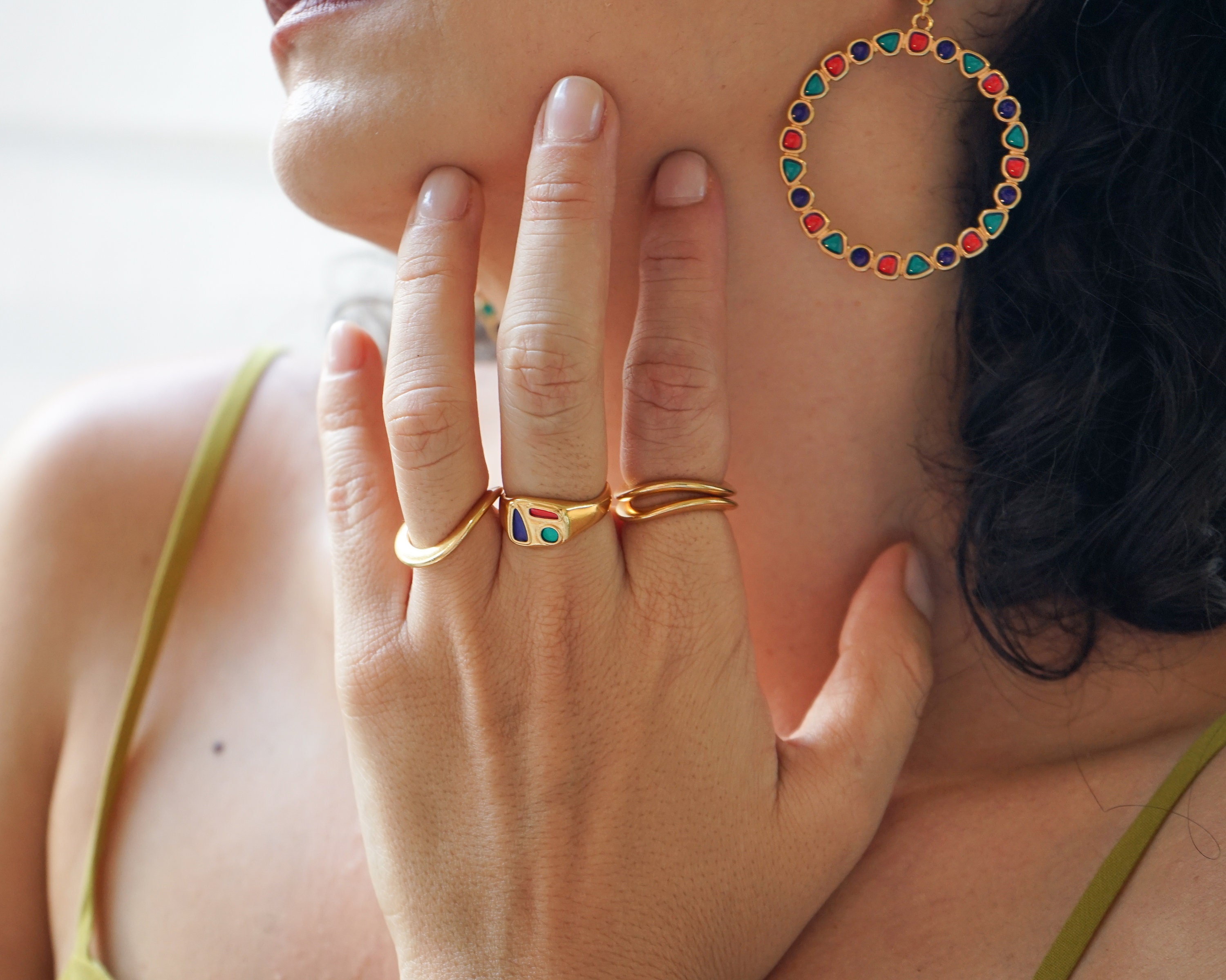 Gold Thin WAVY band open ring Open adjustable Wave 24k gold | Etsy