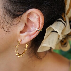 Gold Ball Hoop Earrings Large Gold Stainless Steel Hoops - Etsy
