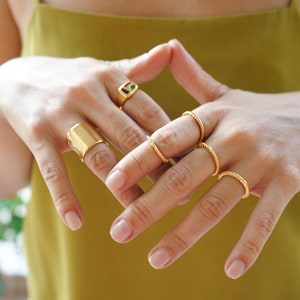 Gold Thin WAVY HAMMERED Band Open Ring Open Adjustable 24k - Etsy