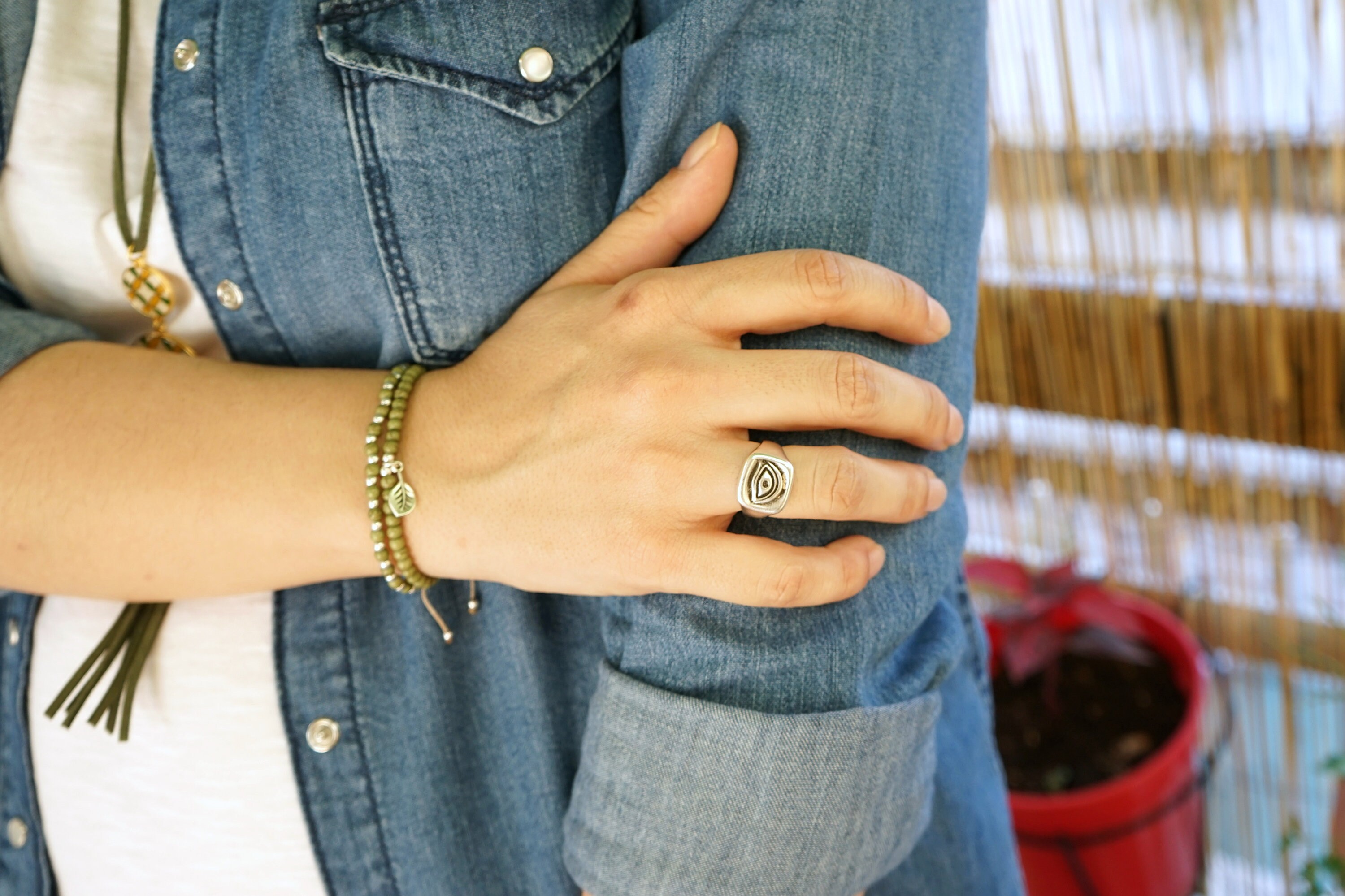 Silver EVIL EYE Knuckle Midi Pinky Ring Adjustable Ring Gift | Etsy