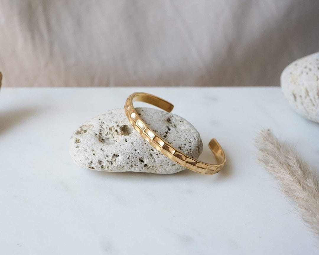 Antique Gold Hammered Cuff, Stacking Wristband Bracelet Stack, Stacking ...