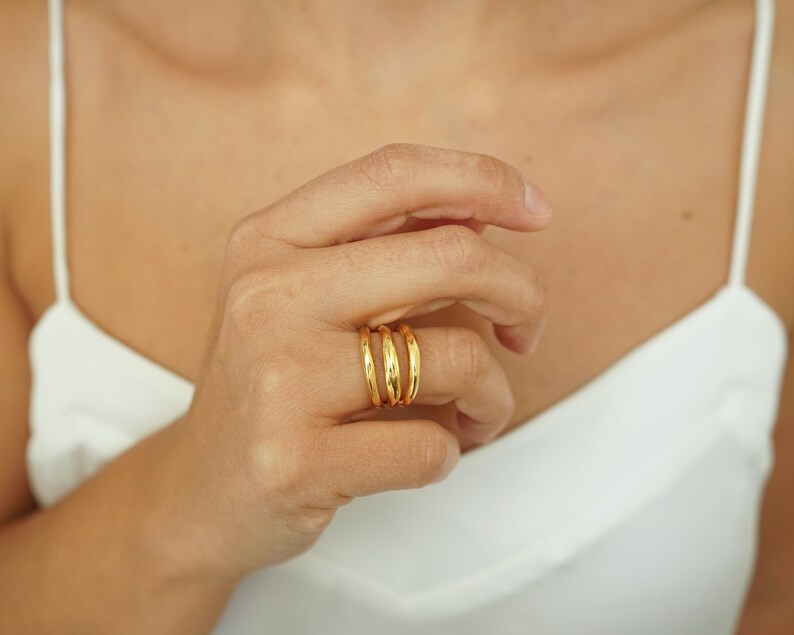 24K Gold Plated Long Parallel 2 or 3 LINES Ring Dainty Boho - Etsy