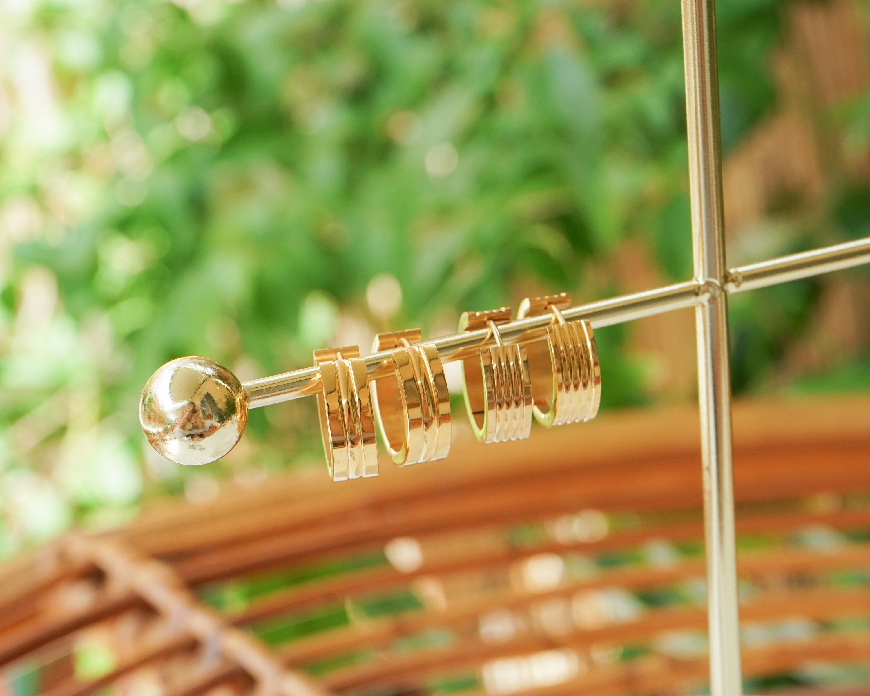 Classic Gold Thick Hoop Earrings Embossed Gold Hoops | Etsy