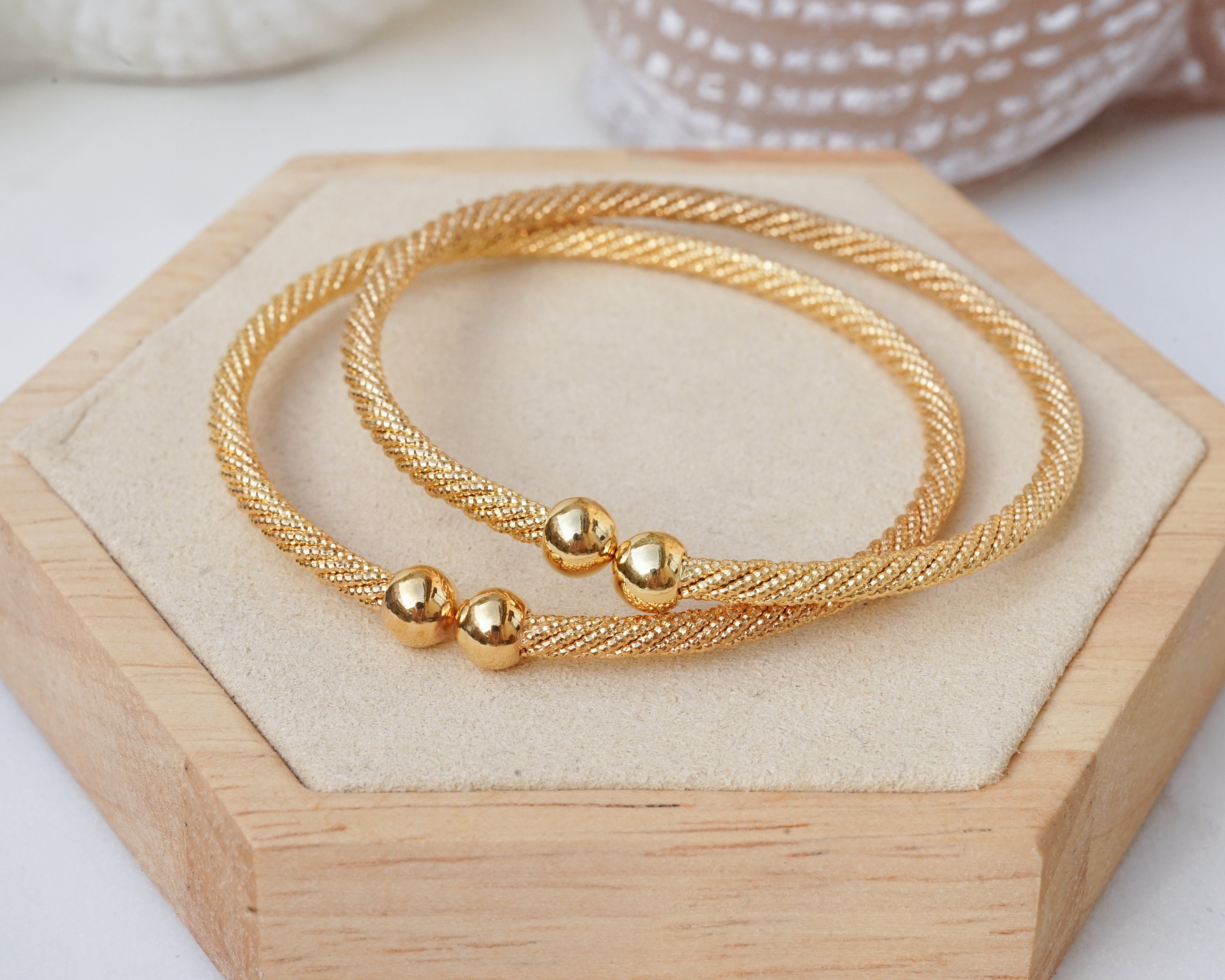 Gold Twisted Rope Cuff Stacking Wristband Bracelet Stacking - Etsy