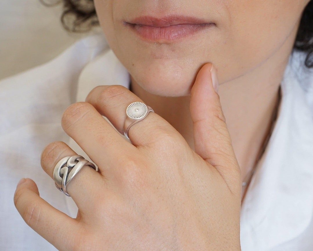 Antique Silver Rope Wireframe Ring, Organic Abstract Shape Cut Out ...