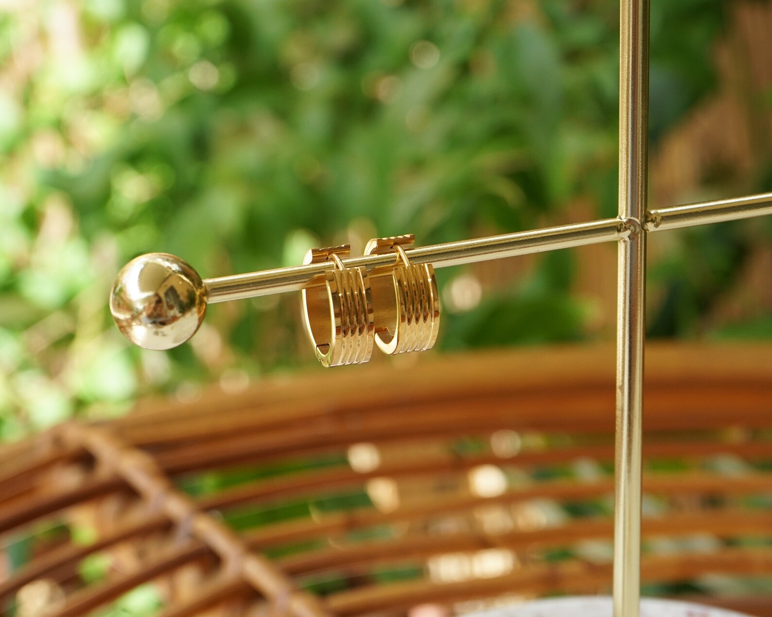 Classic Gold Thick Hoop Earrings Embossed Gold Hoops | Etsy