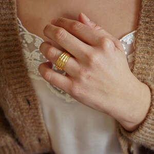 Dainty Gold Braided Soft Dome Ring, Chunky Croissant Ring, Twisted ...