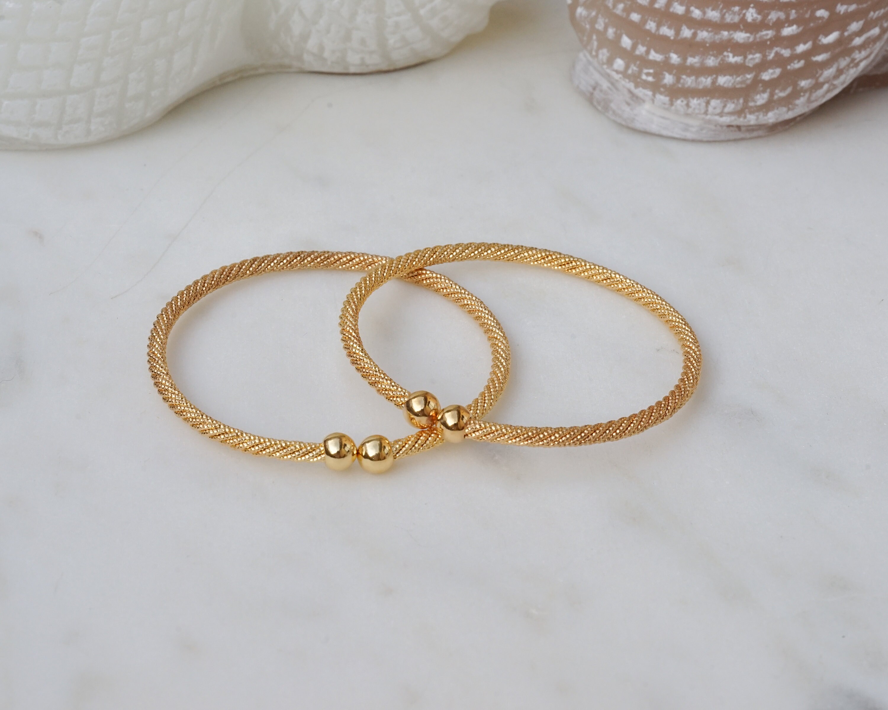 Gold Twisted Rope Cuff Stacking Wristband Bracelet Stacking - Etsy